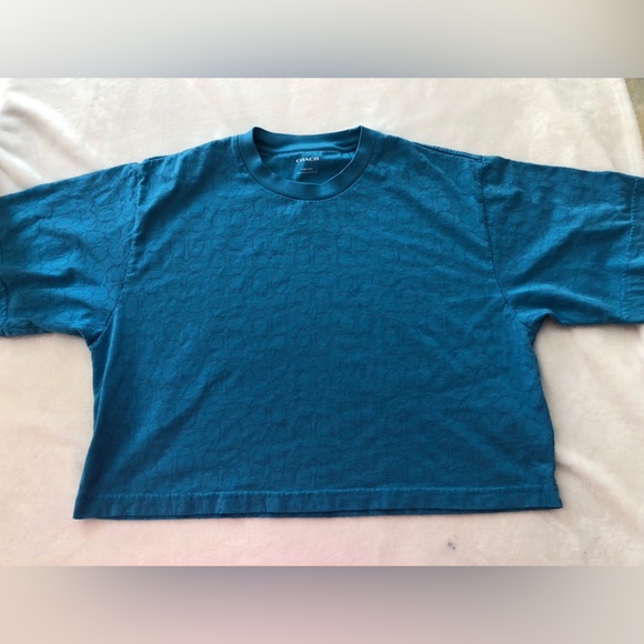 Coach | Tops | Coach Blue Embroidered Crop Top | Poshmark